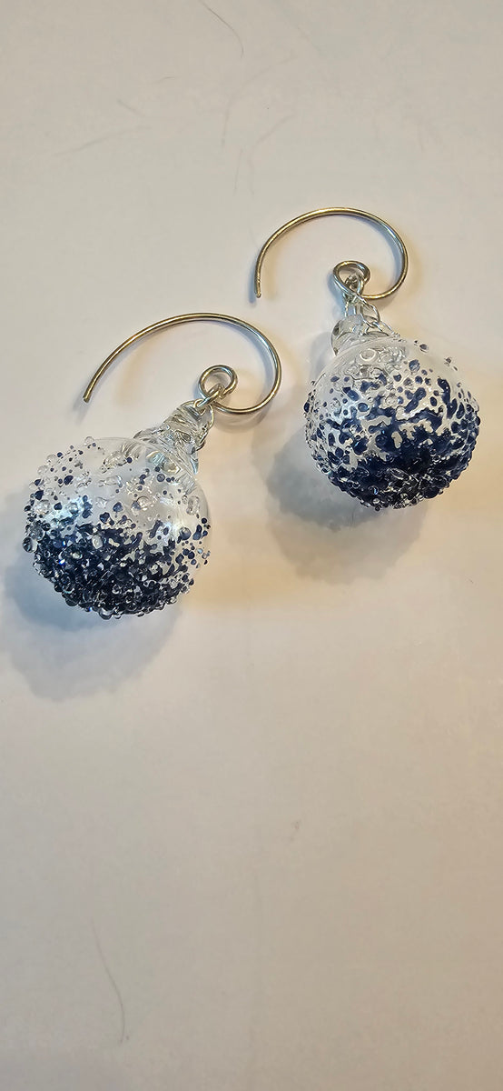 Very dark blue specks and clear specks earrings – Melissa Schmidt ...